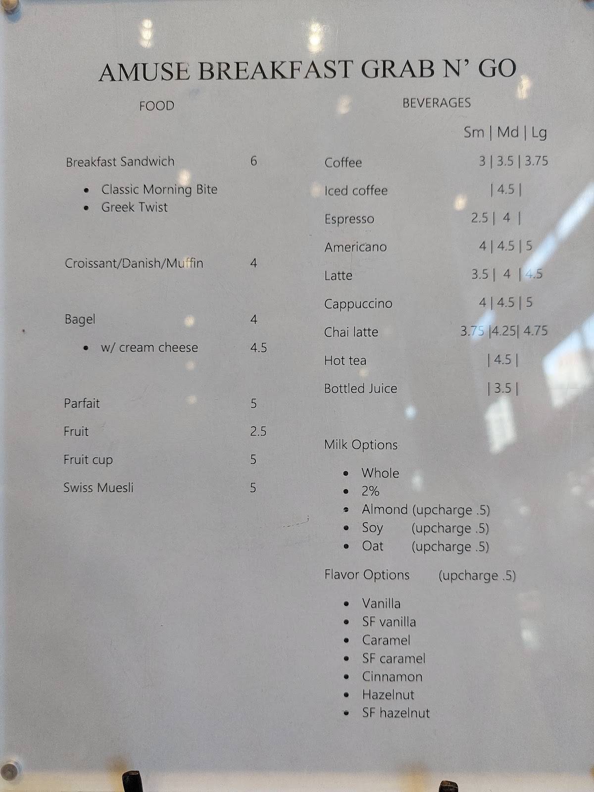 Menu at Amuse restaurant, Chicago