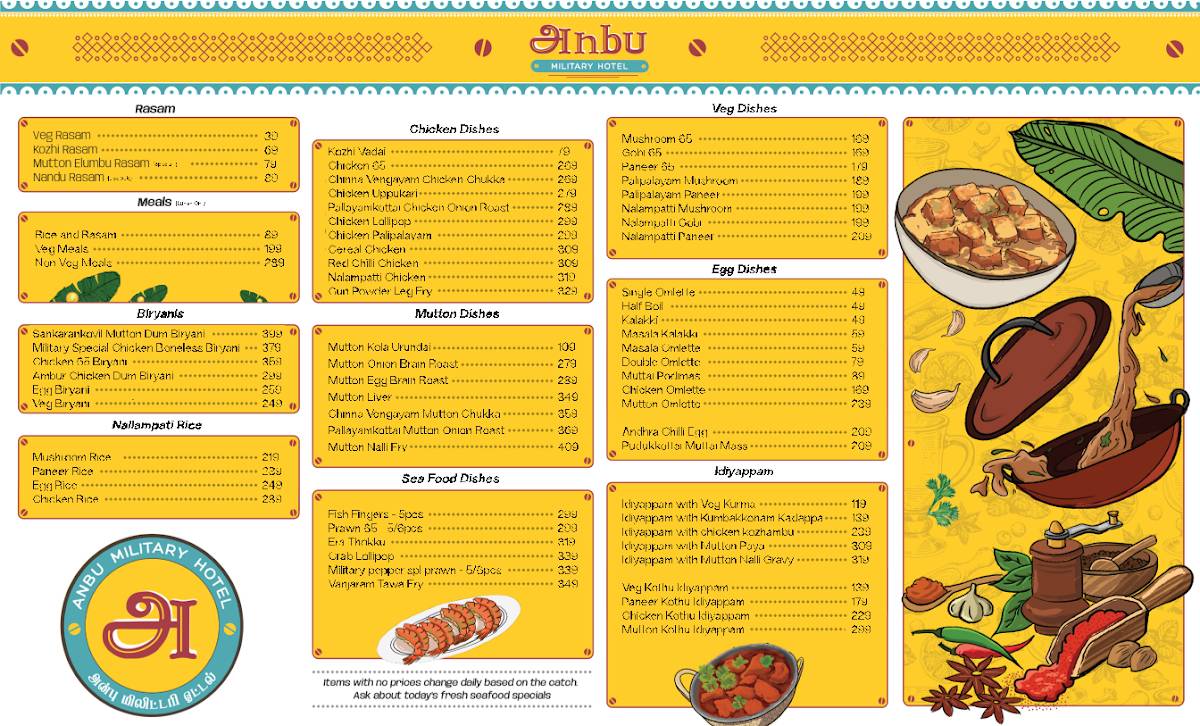 Menu at Anbu Military Hotel - Alwarpet, Chennai