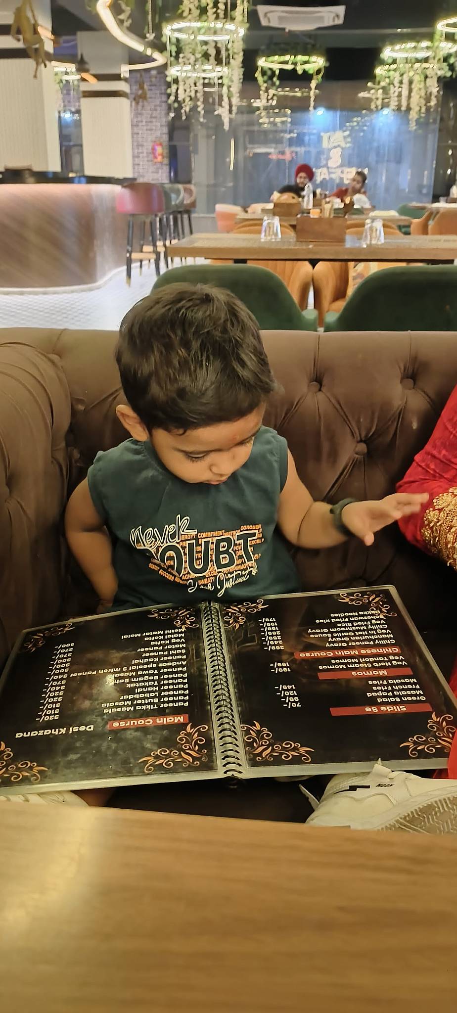 Menu at Andaaz restaurant, Mughal Sarai