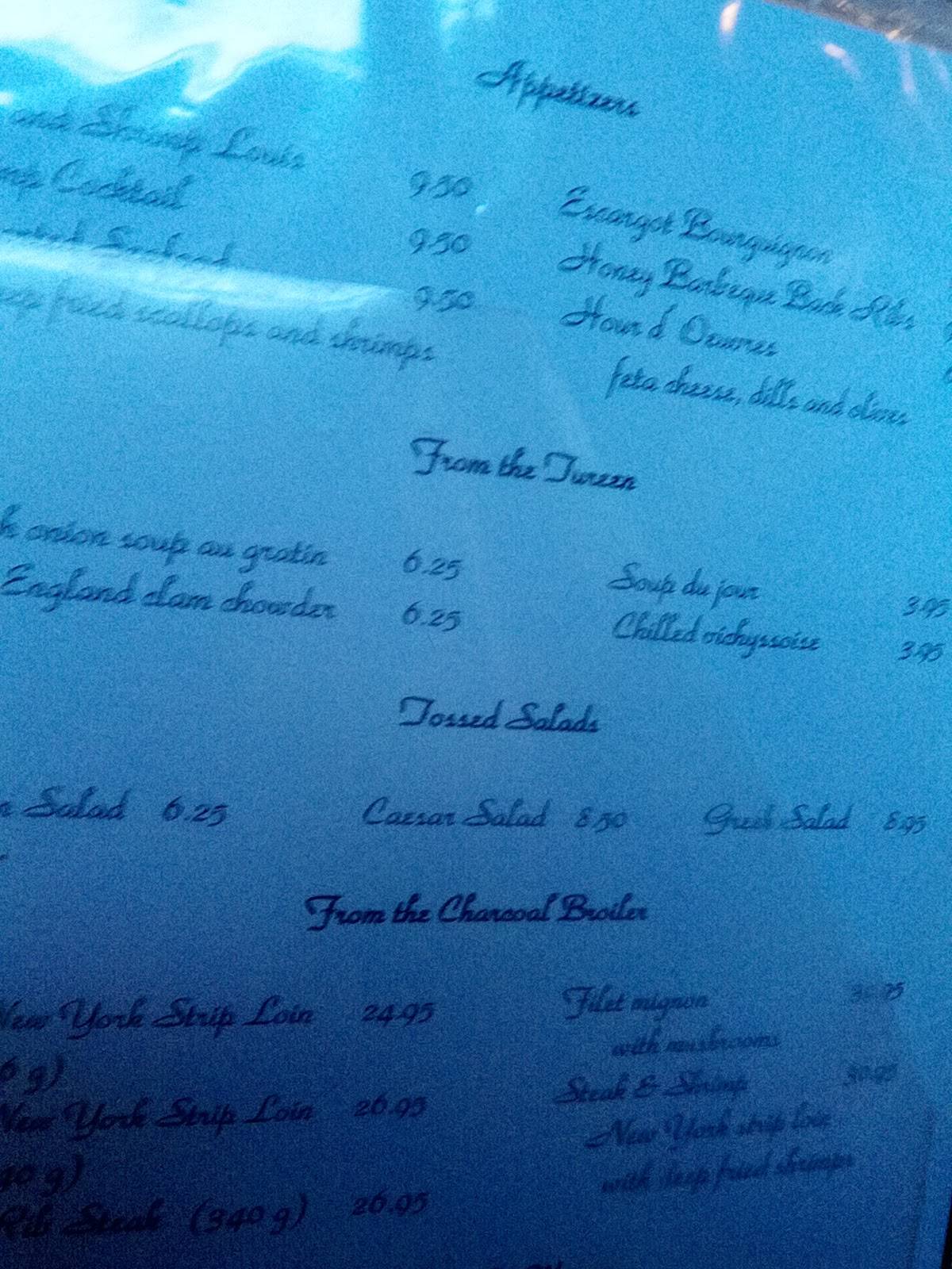 Menu at Andrea's Steak & Sea Food House steakhouse, Bracebridge