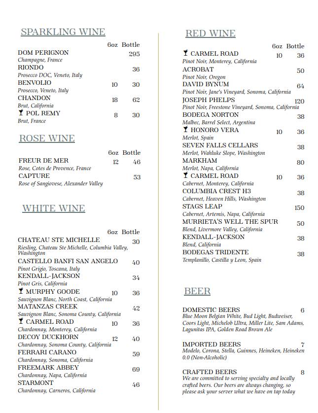 Menu at Andre's Restaurant/Vintage Lounge Bar, Torrance