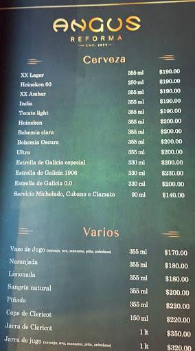 Carta del restaurante Angus Reforma, Ciudad del México, Copenhague 31