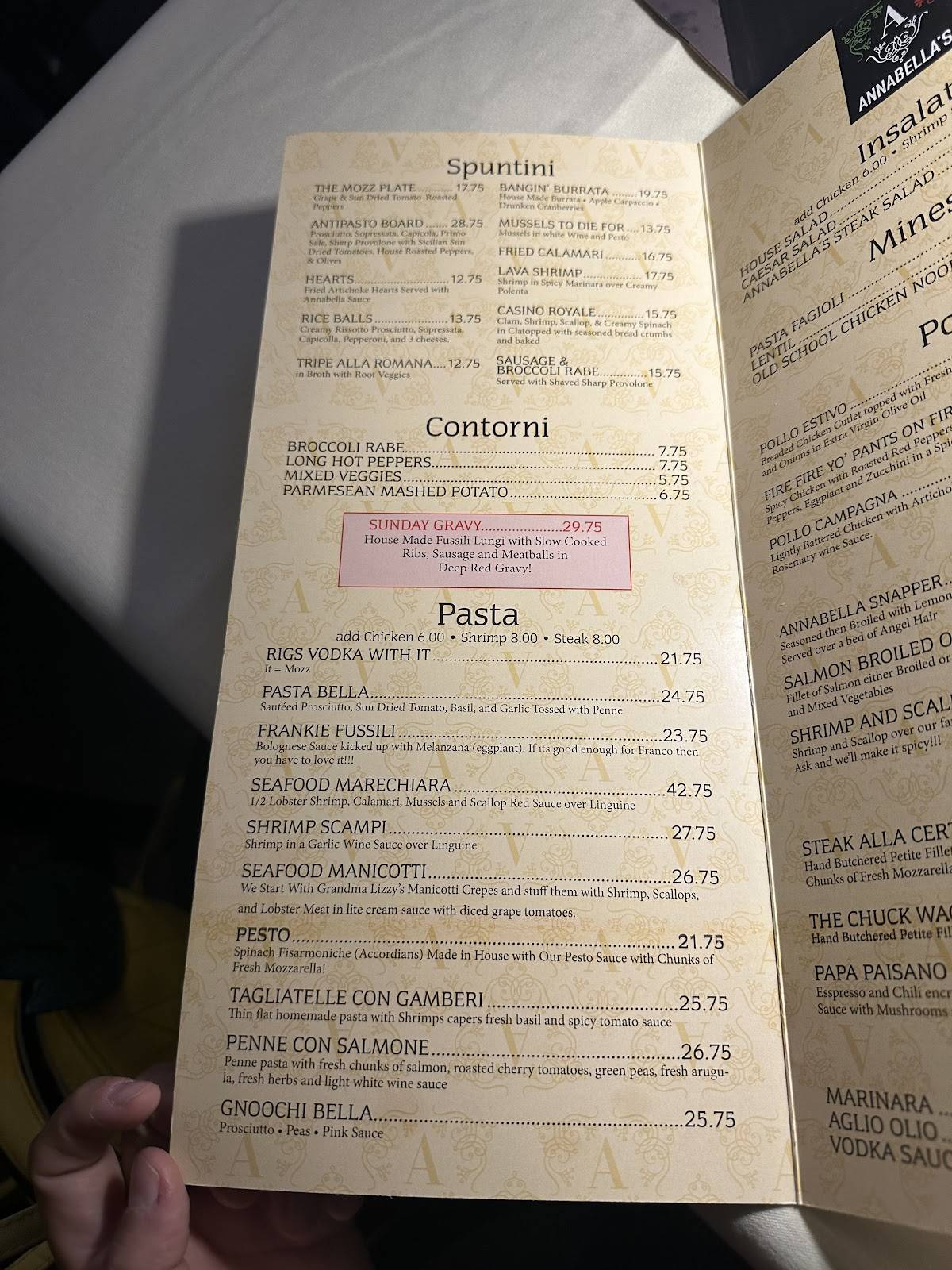 Menu at Annabella's House of Mozzarella pub & bar, East Rutherford, 900 ...