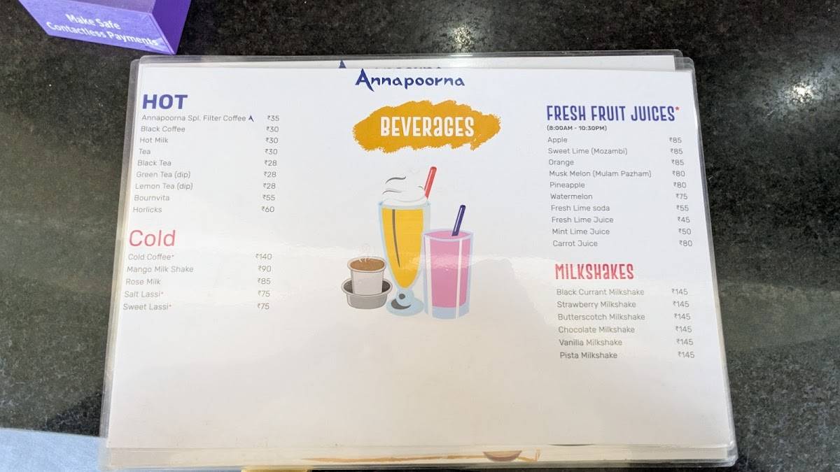 Menu at Annapoorna - Avinashi road, Coimbatore, 20A & 20B