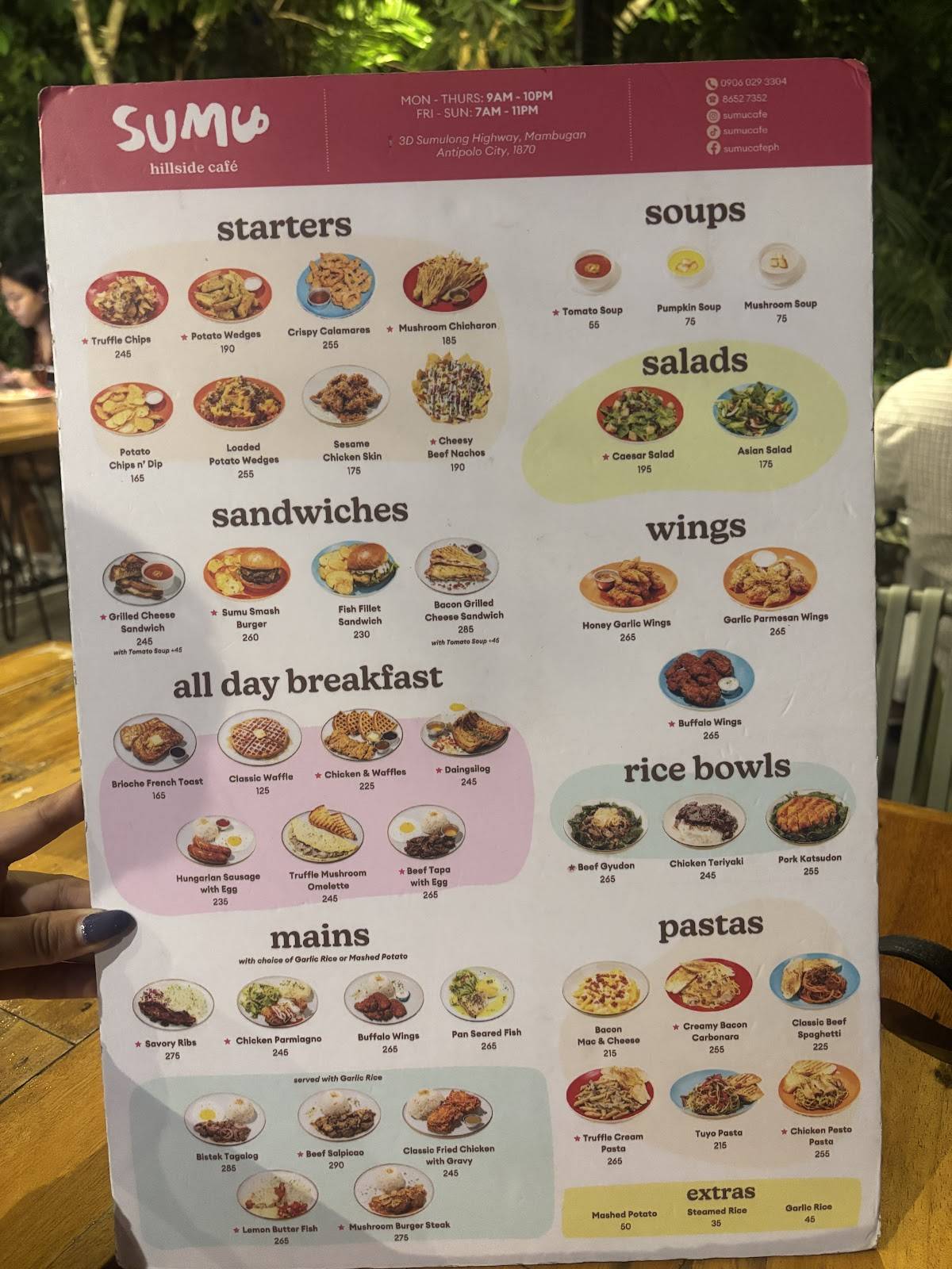 Menu at Sumu Cafe, Antipolo