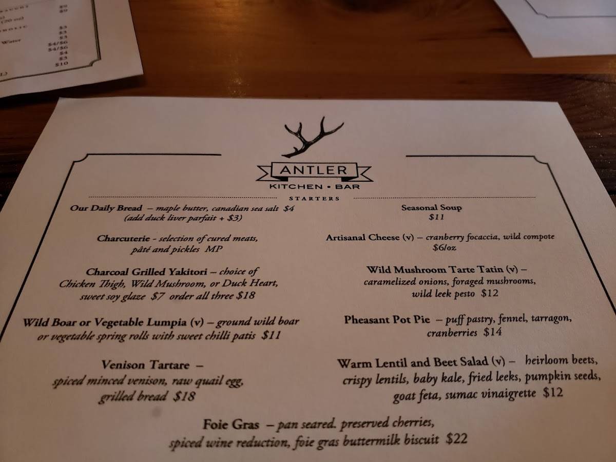 Menu at Antler Kitchen & Bar, Toronto