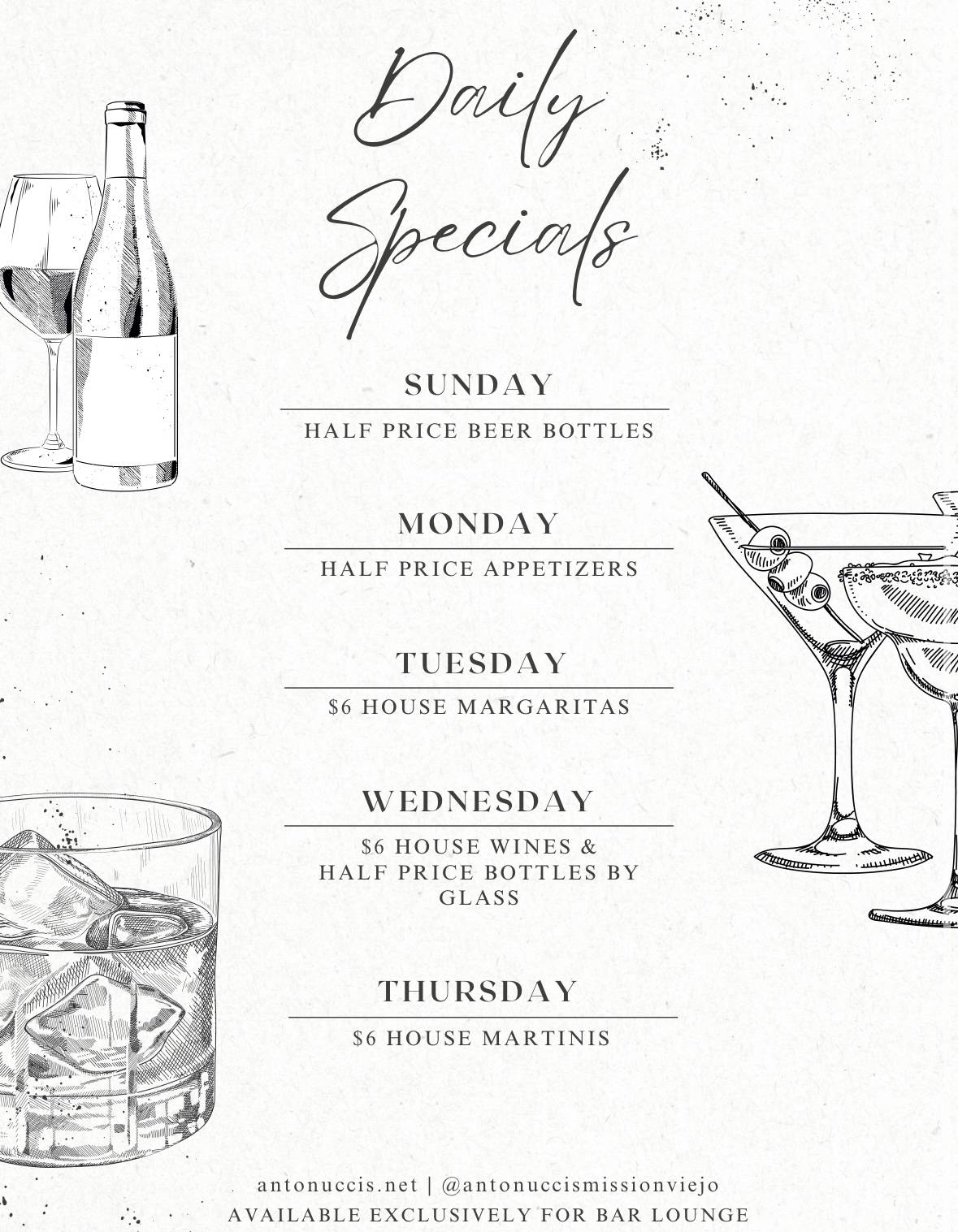 Menu at Antonucci's Italian & Seafood Restaurant, Mission Viejo
