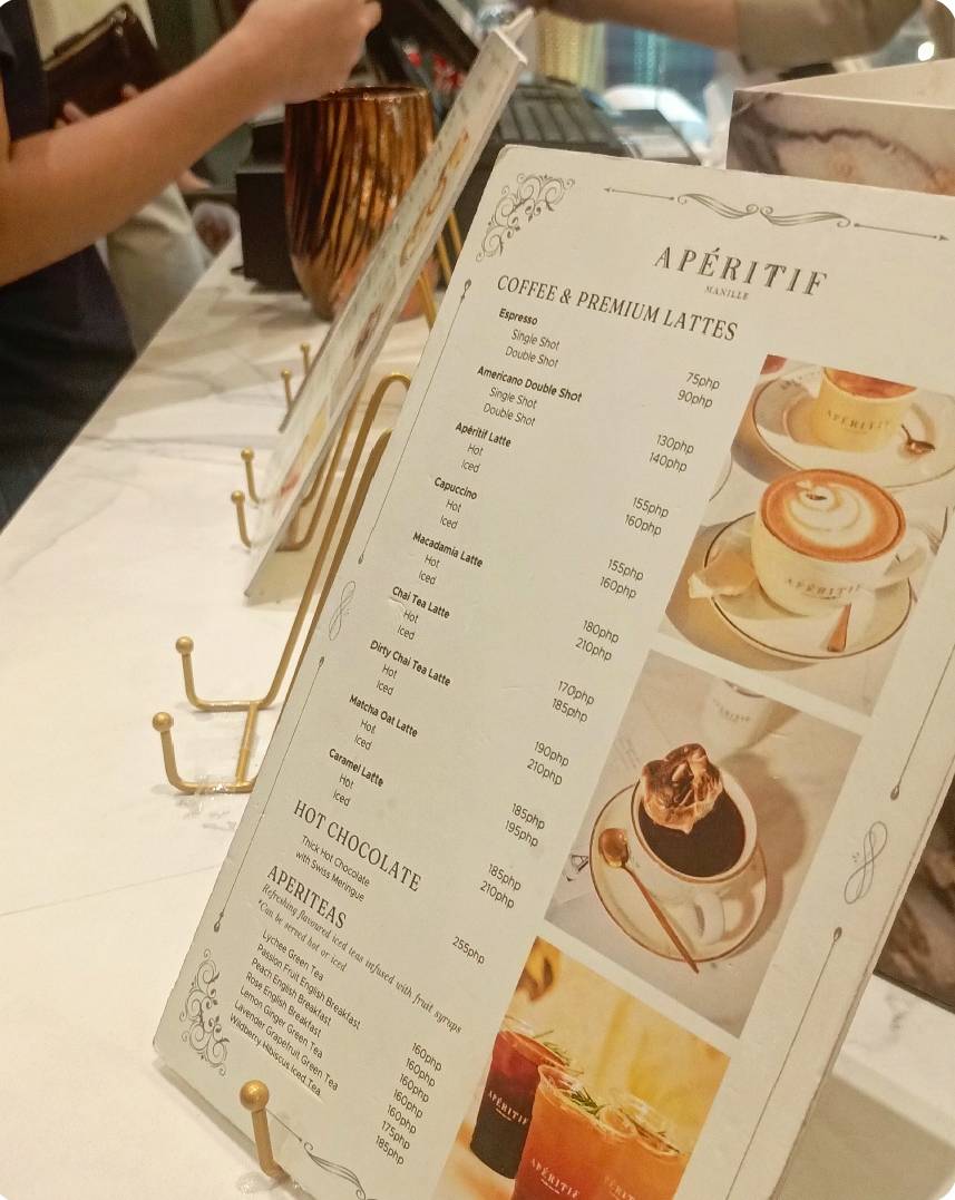 Menu at Aperitif Alabang cafe, Muntinlupa