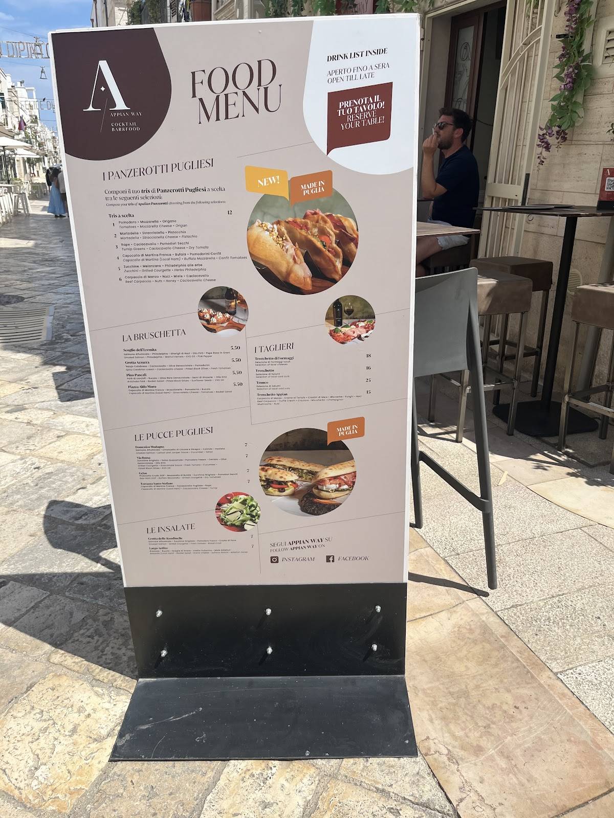 Menu at Appian Way Cocktail Bar & Food, Polignano A Mare