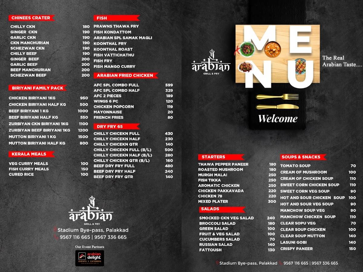 Menu at Arabian Delight Stadium Palakkad, Palakkad