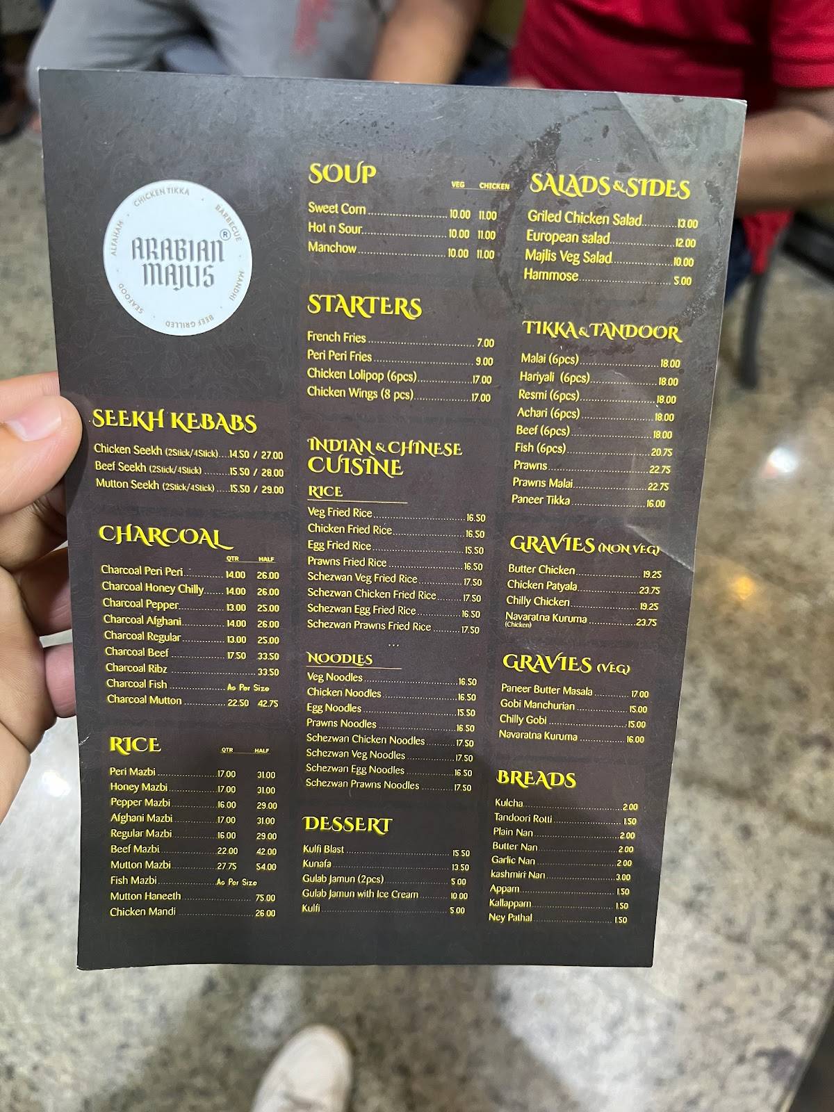 Menu at Arabian Majlis Mandi Restaurant, Dubai
