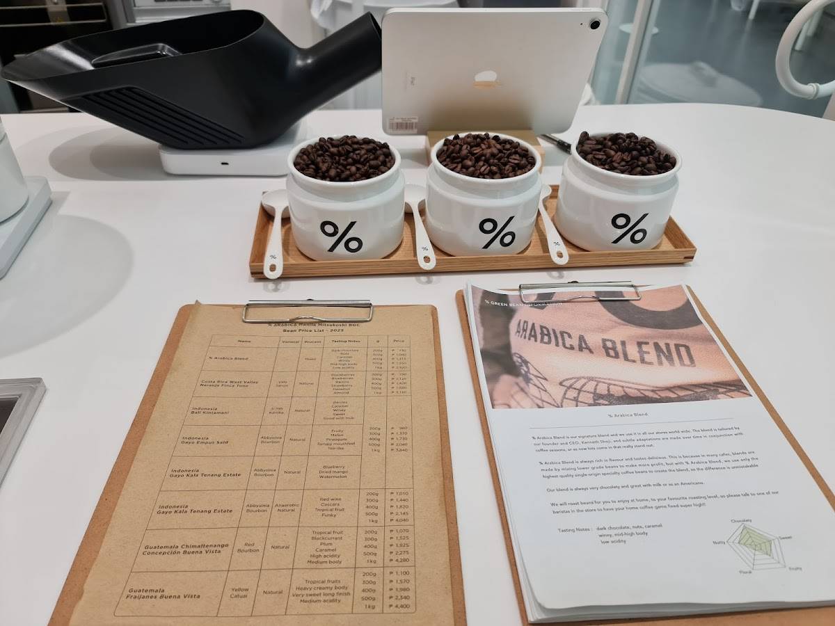 Menu at % Arabica Manila Mitsukoshi BGC cafe, Taguig