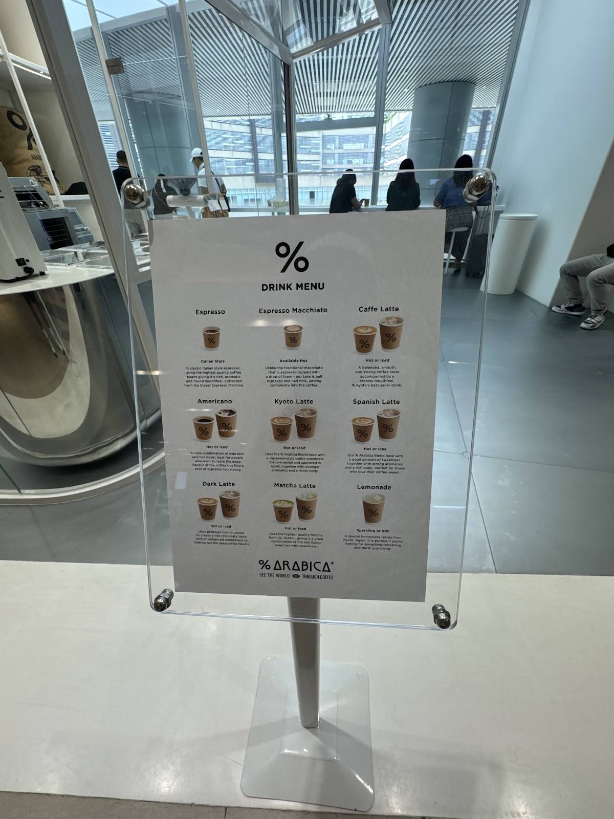 Menu at % Arabica Manila Mitsukoshi BGC cafe, Taguig