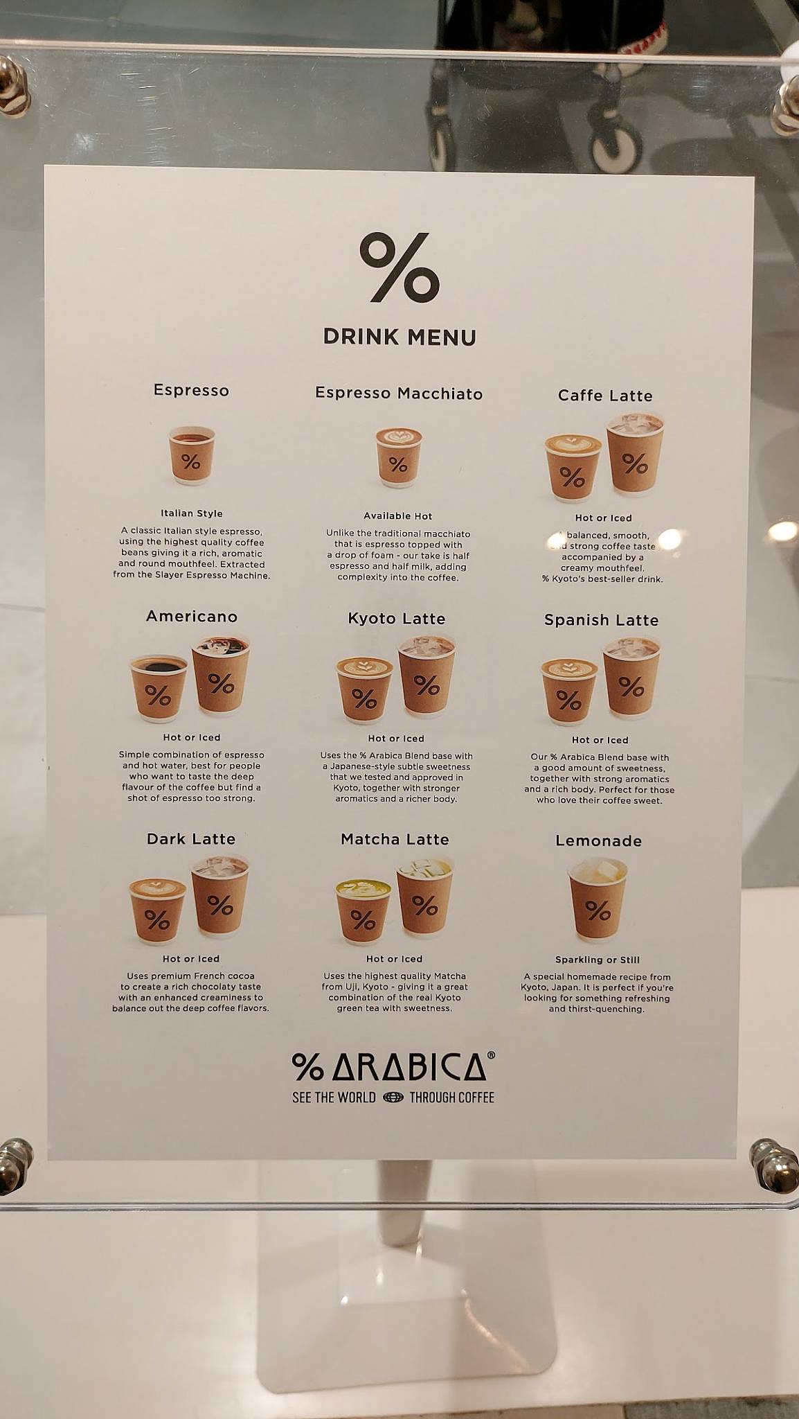 Menu at % Arabica Manila Mitsukoshi BGC cafe, Taguig