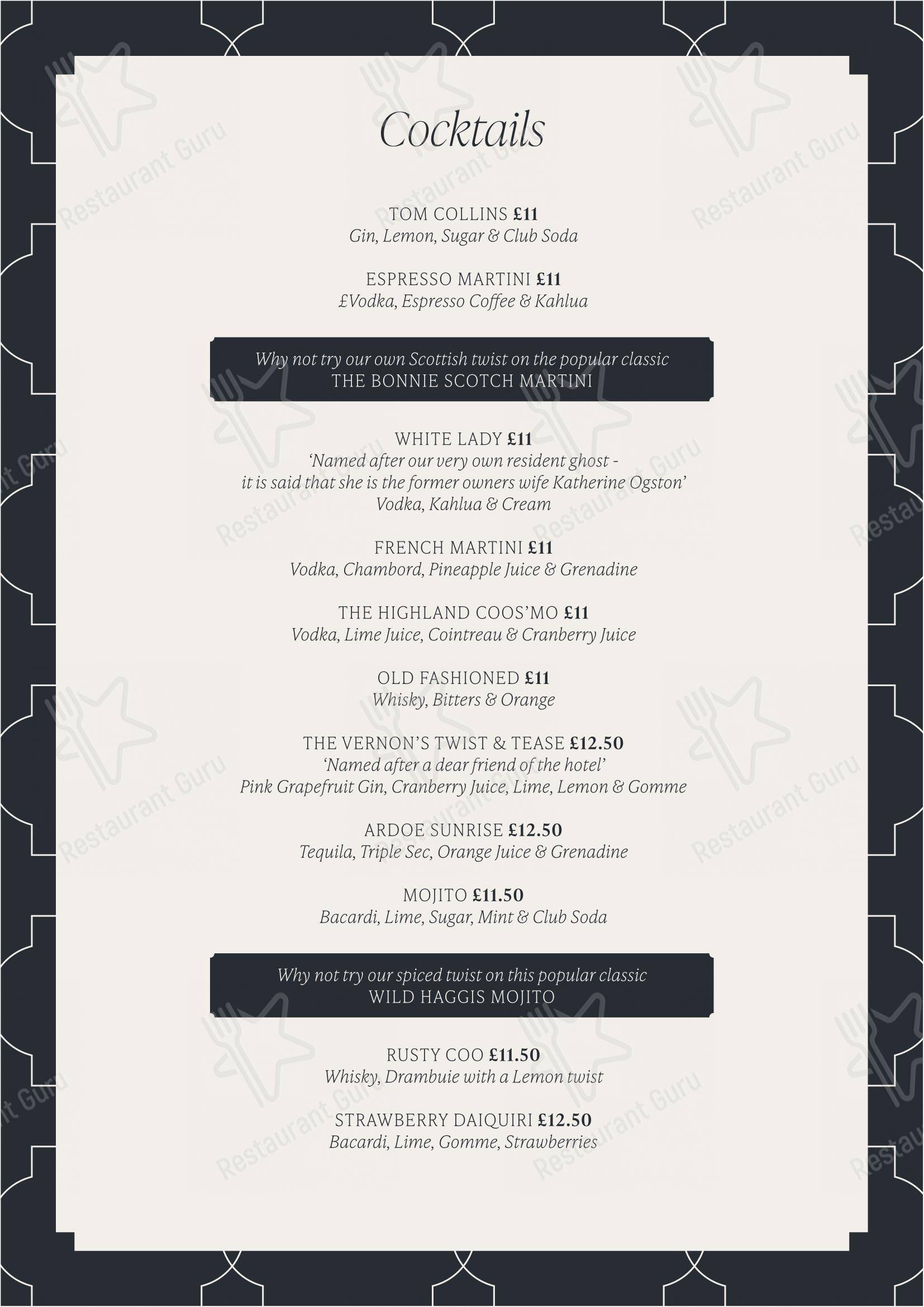 Carta del restaurante Ardoe House Hotel & Spa, Aberdeen