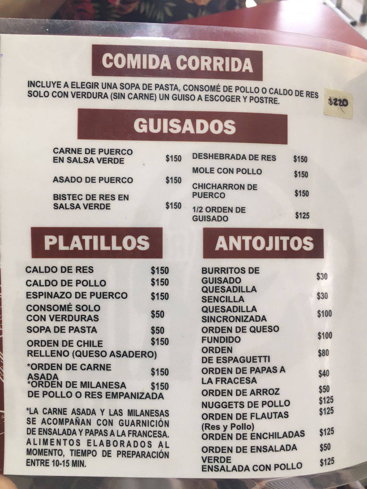 Carta de Aries Restaurant, Guadalupe