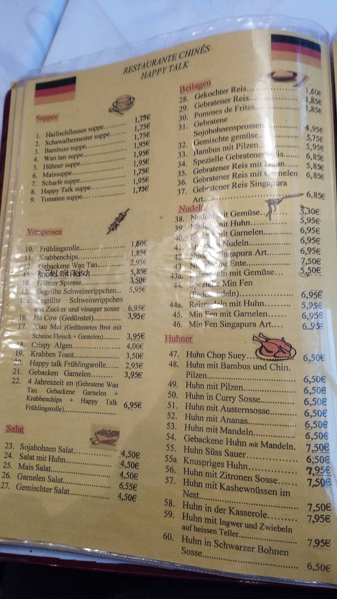 Menu at Happy Talk restaurant, Armação de Pêra