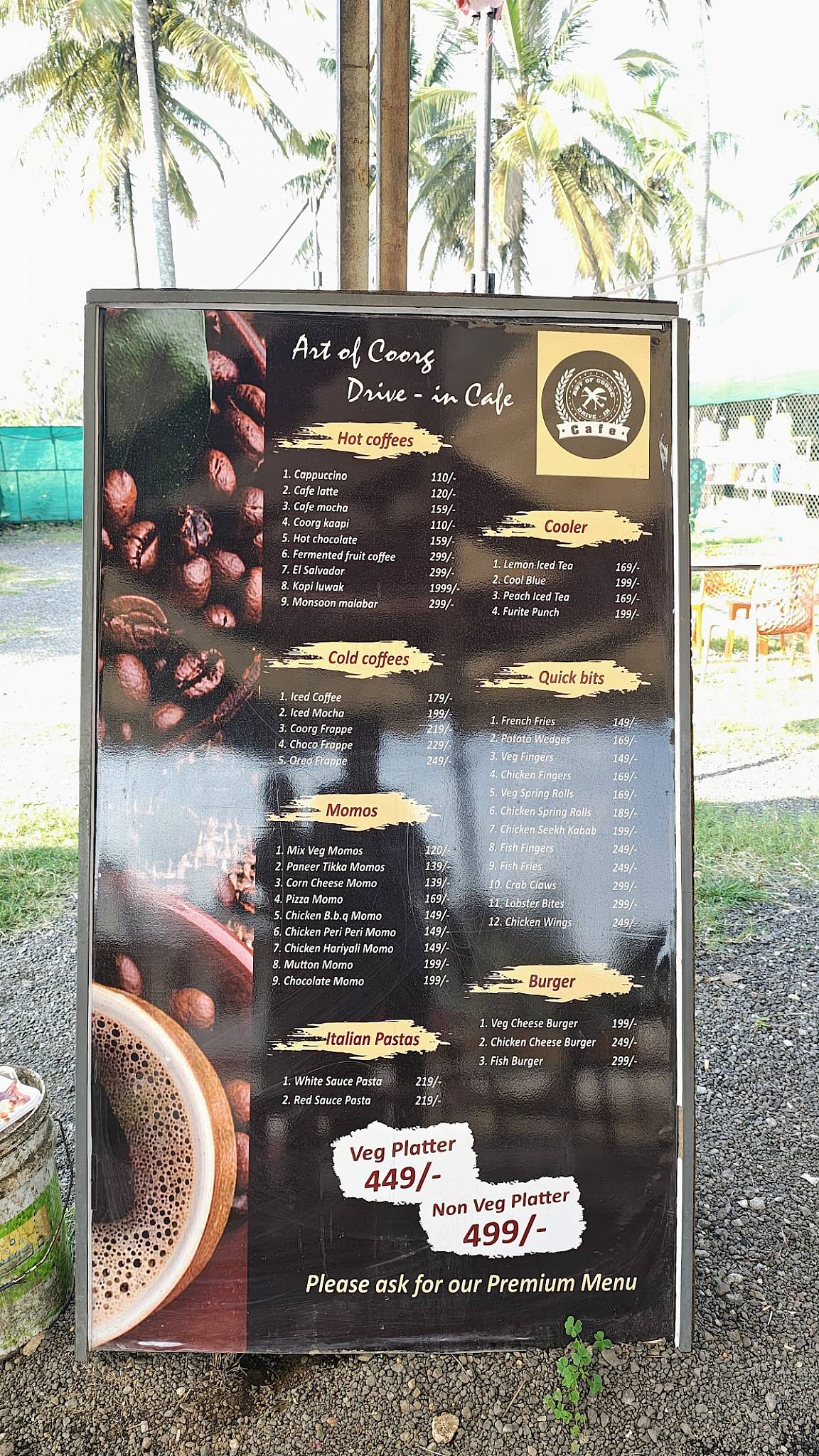Menu at Art Of Coorg - Drive in Cafe, Bengaluru