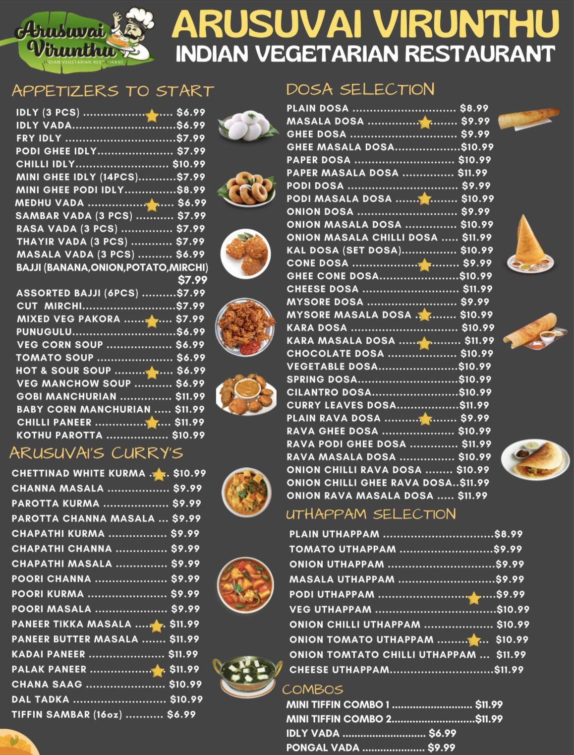 Menu at Arusuvai Virunthu (ASV) restaurant, Pleasanton