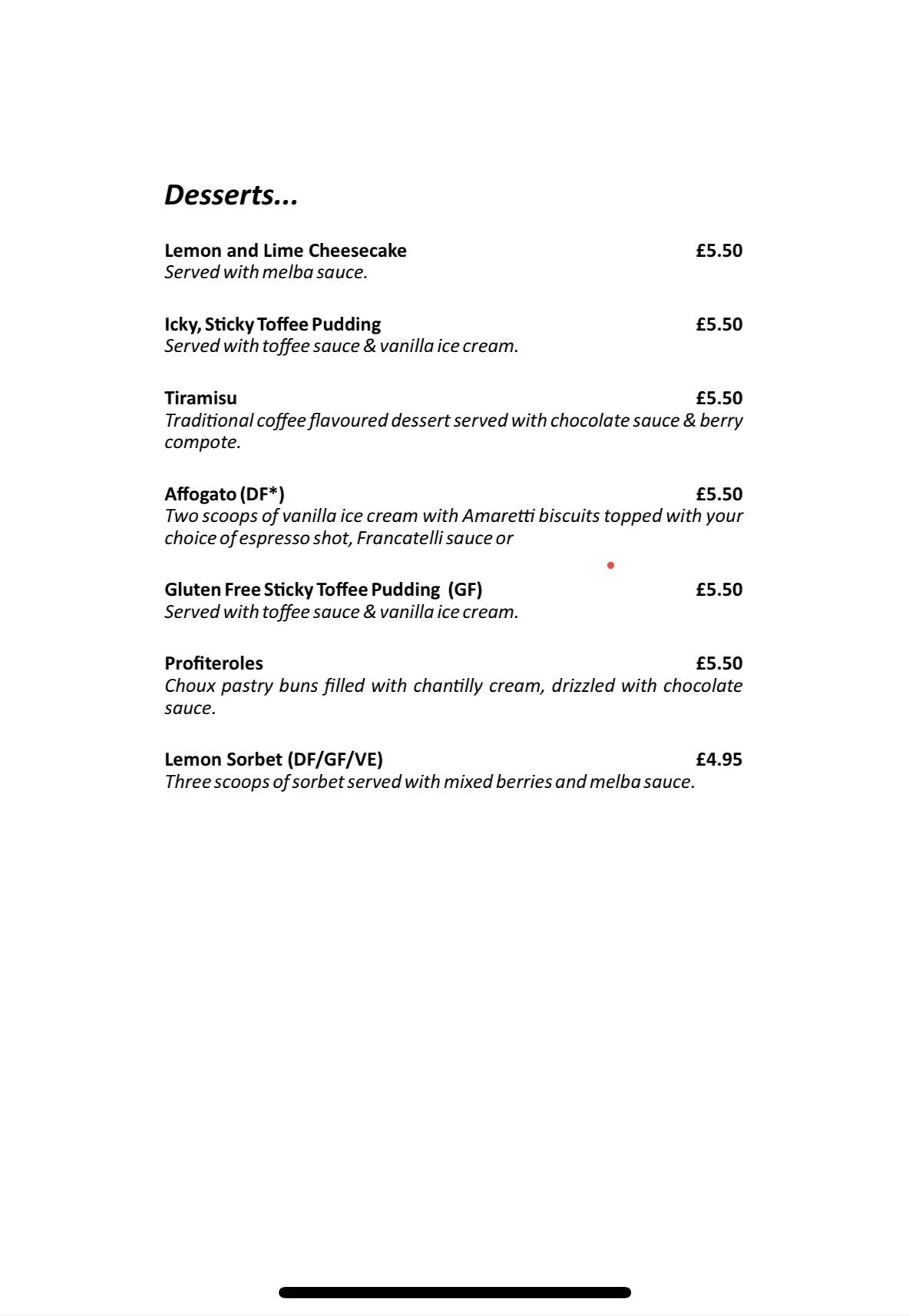 Menu at Zamani's Restaurant, Ashby-de-la-Zouch, 11