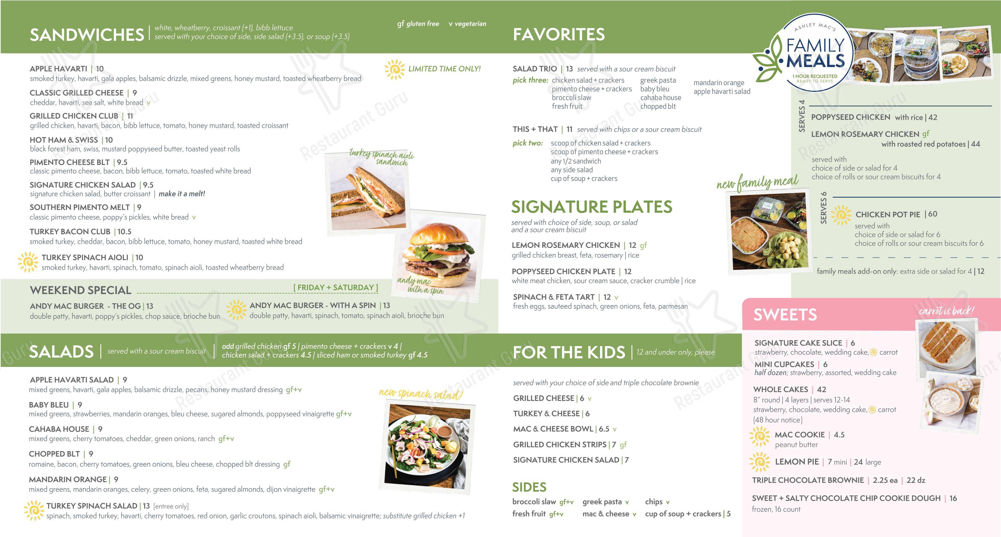 Menu at Ashley Mac's Kitchen cafe, Birmingham, Valleydale Rd