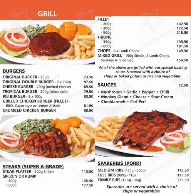 Menu at Ashley's Family Restaurant, Cape Town, 123 Voortrekker Rd