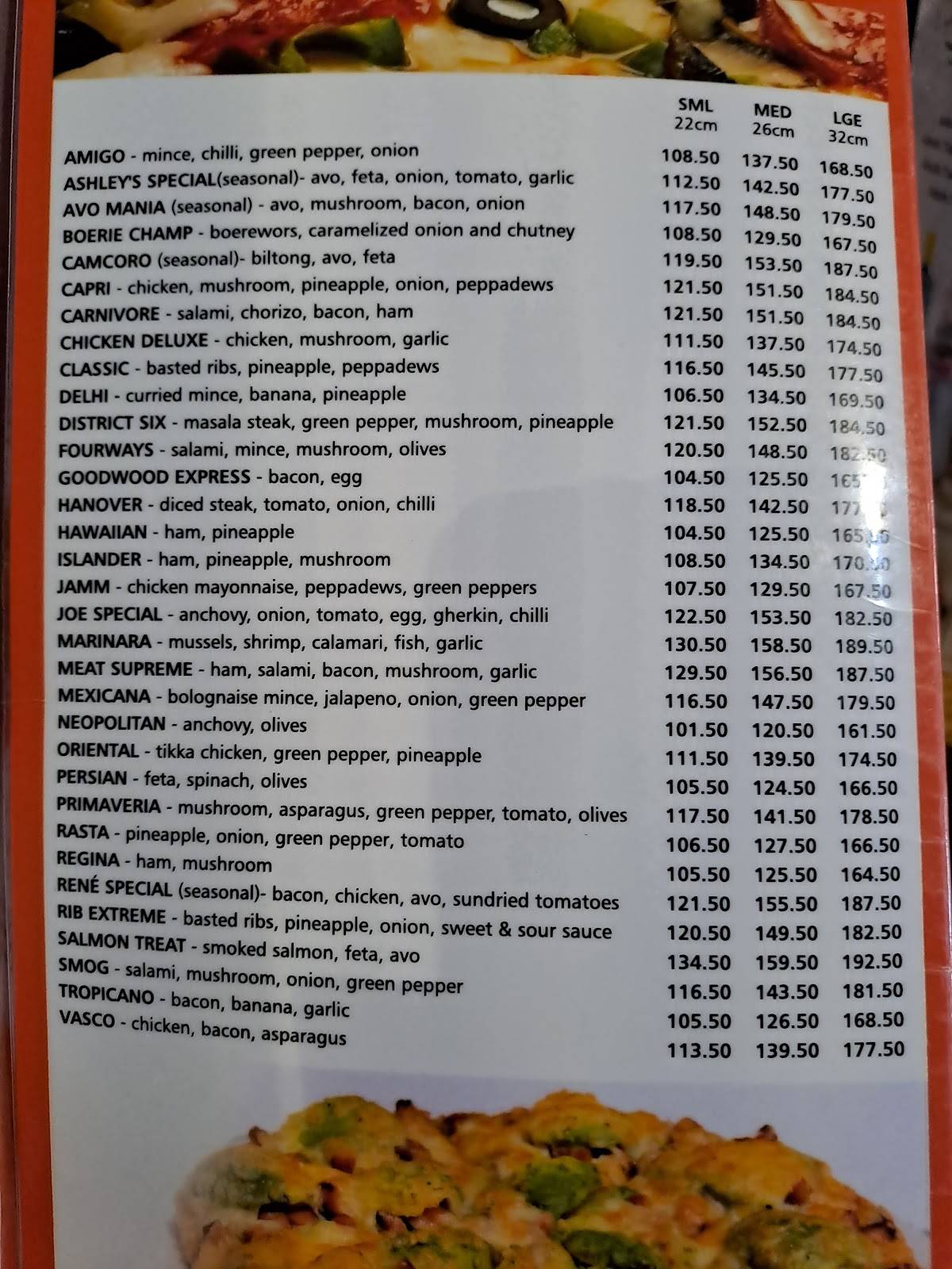Menu at Ashley's Family Restaurant, Cape Town, 123 Voortrekker Rd