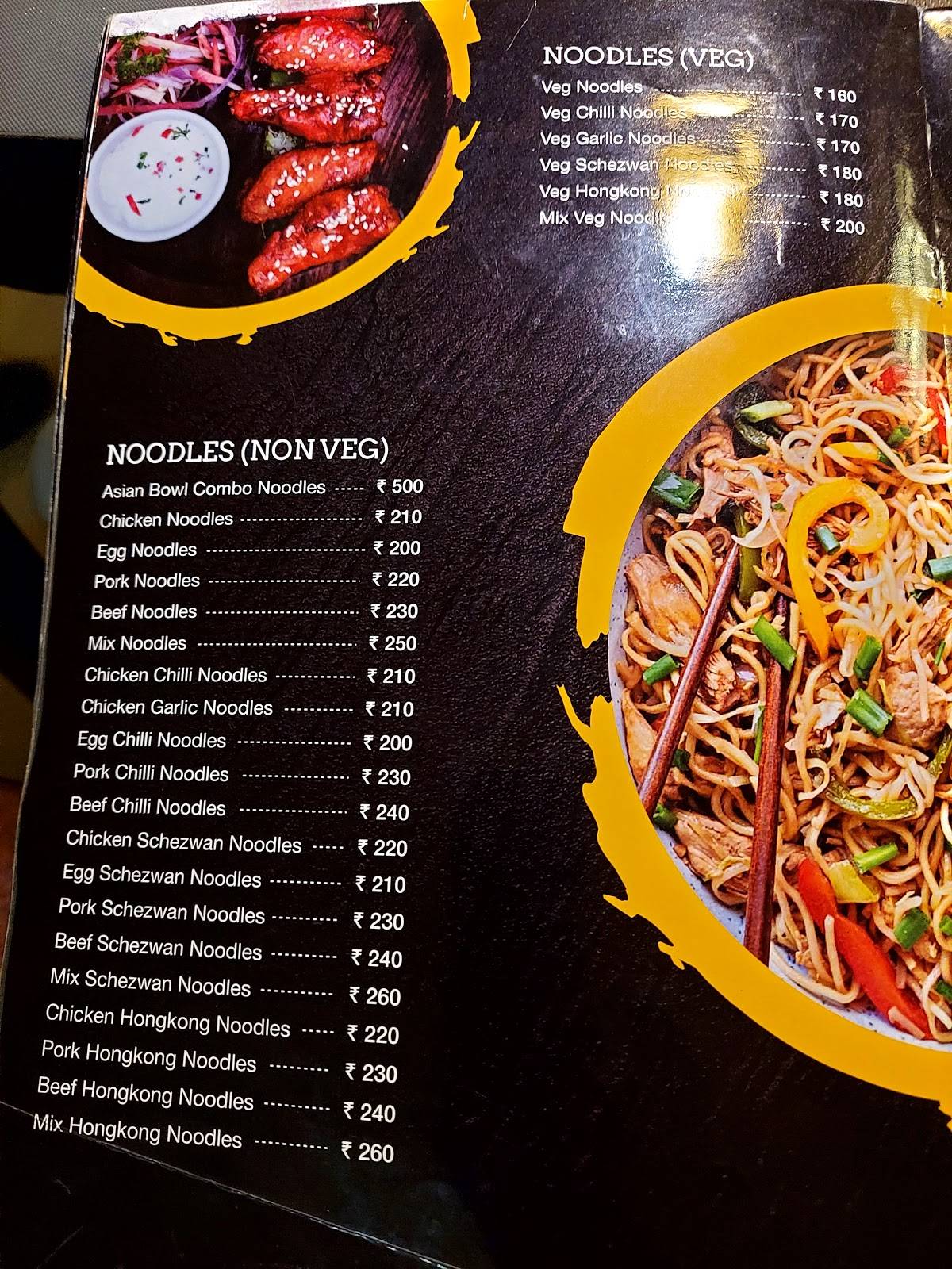 Menu at Asian Bowl, Imphal