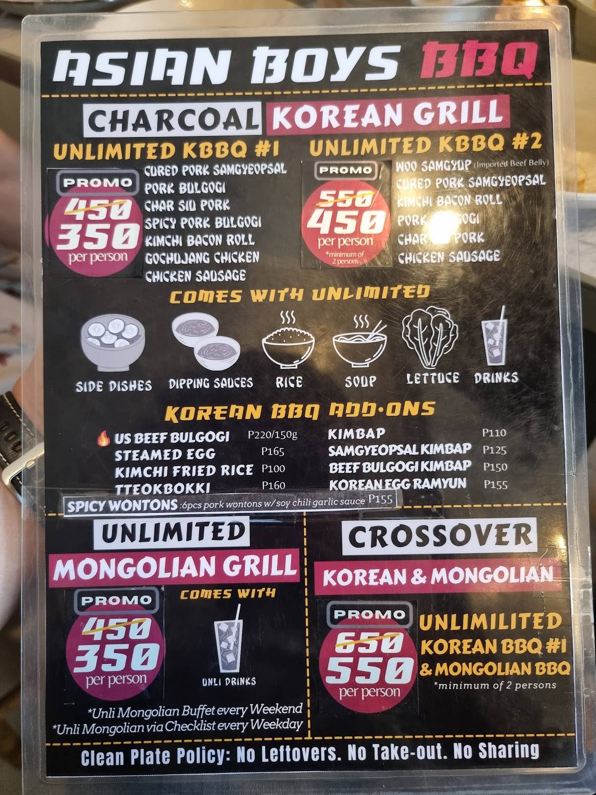 Menu at Asian Boys BBQ, Roxas City