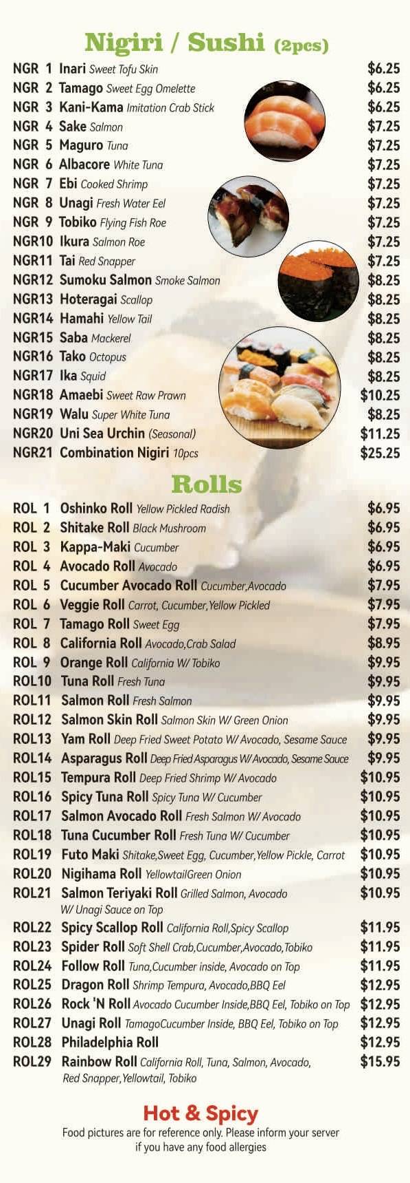 Menu at Asian Star restaurant, Kingman
