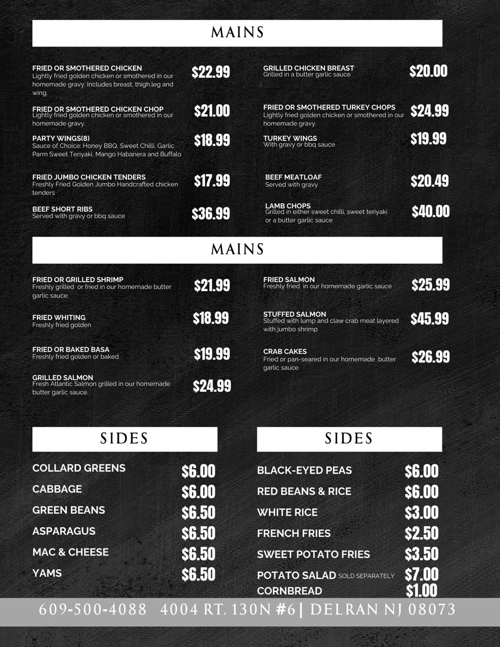 Menu at At The Table 2 Southern Restaurant Delran, Delran