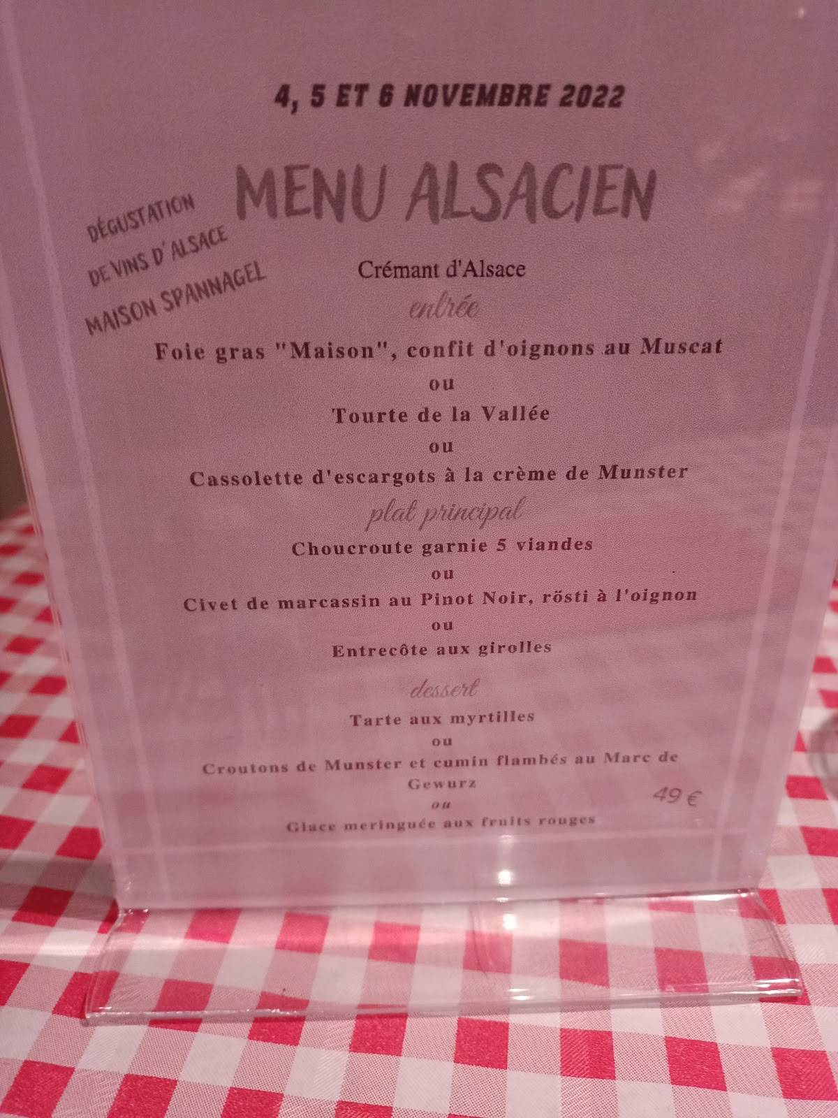 Menu au Chez le Capitaine, Sambreville