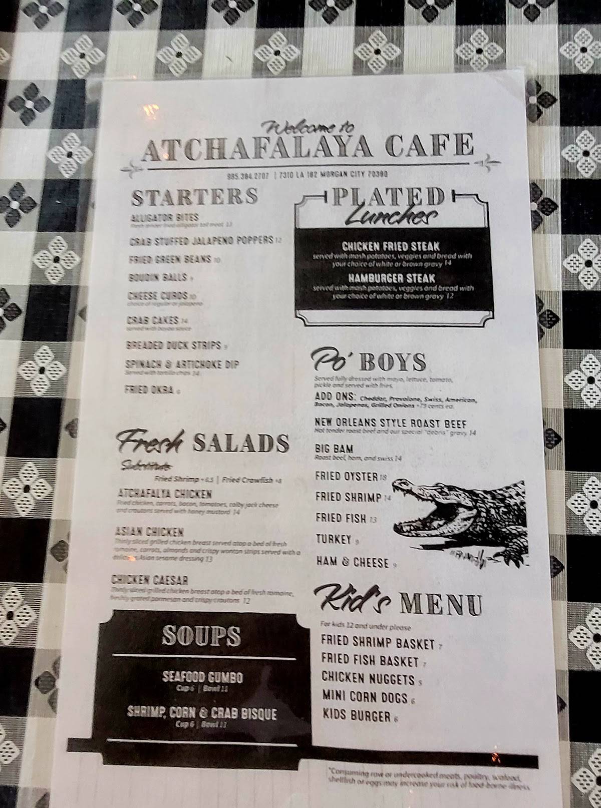 Menu at Atchafalaya Cafe, Morgan City, LA-182