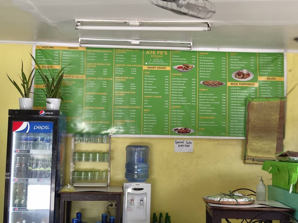 Menu at Ate Fe's Kitchen restaurant, Quezon City