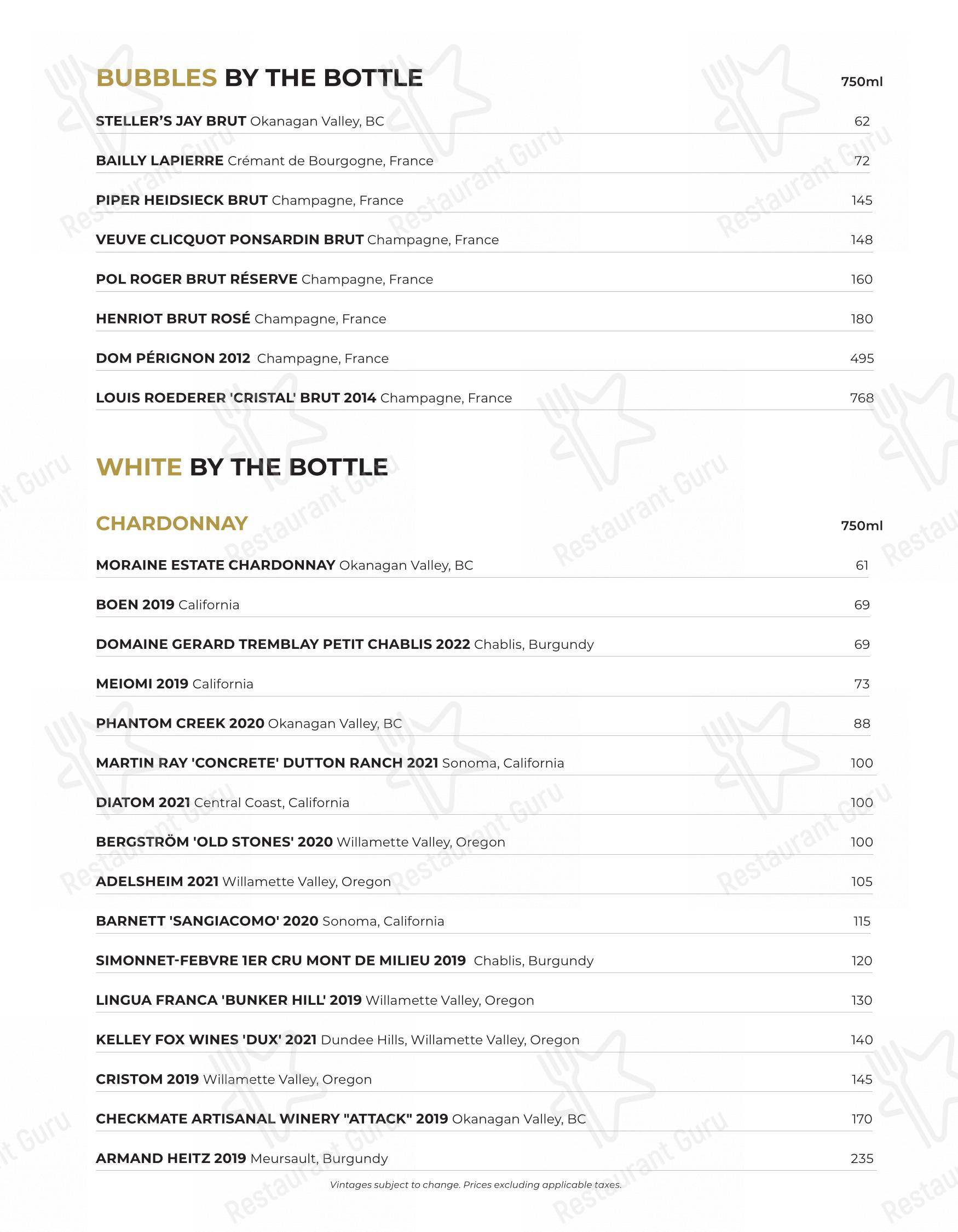 Menu at Atlas Steak + Fish pub & bar, Burnaby
