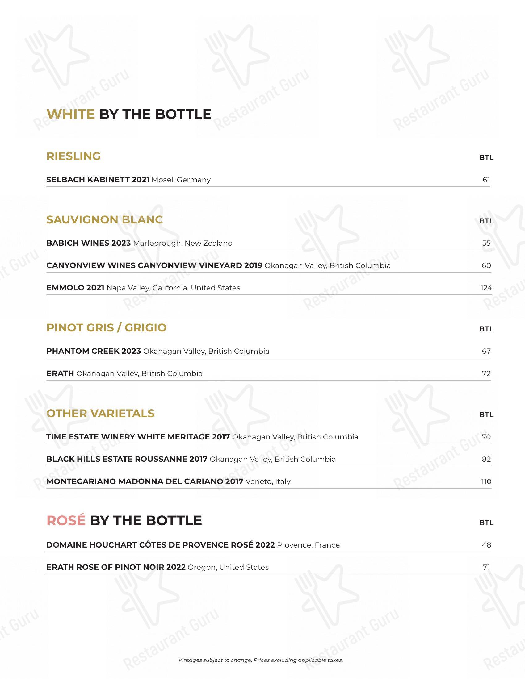 Menu at Atlas Steak + Fish pub & bar, Burnaby