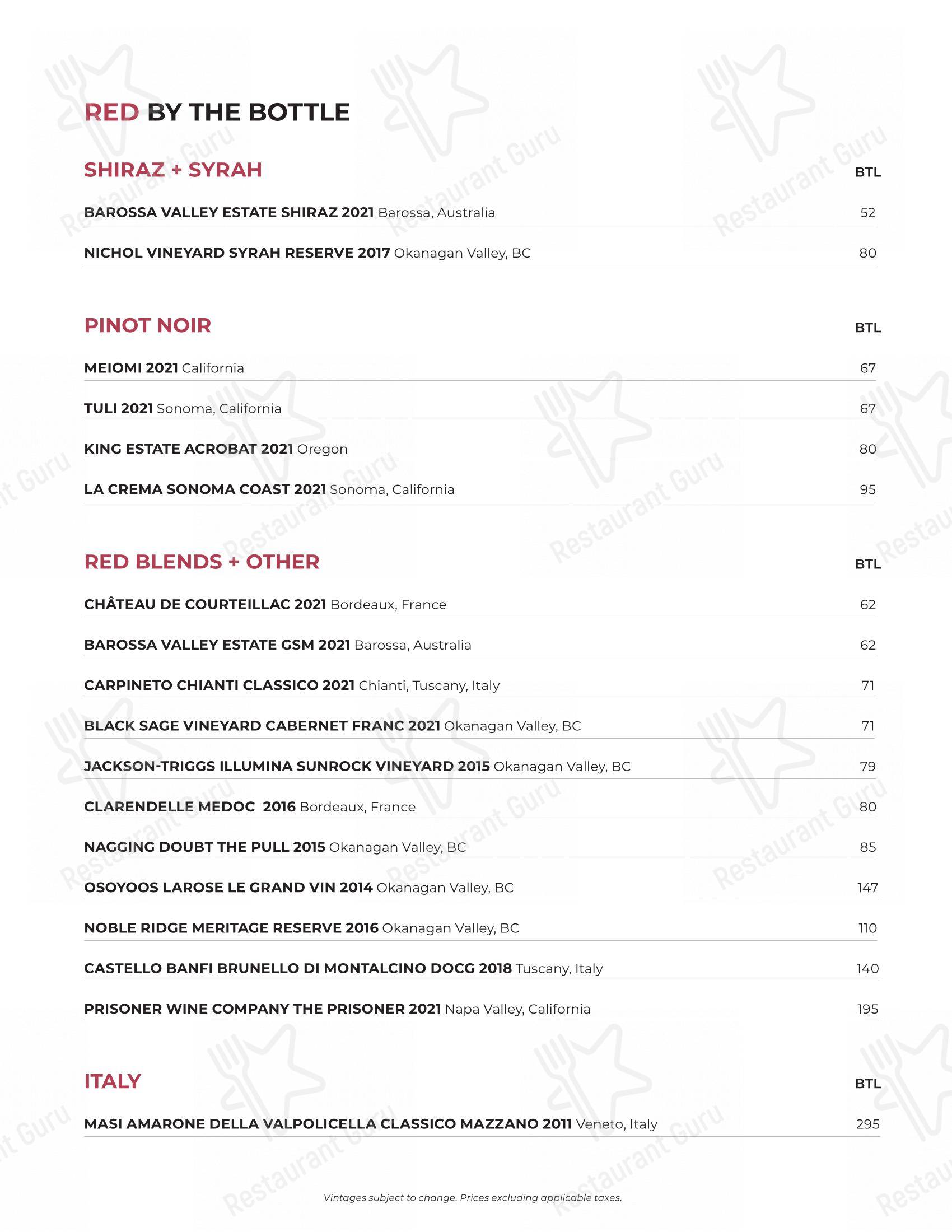 Menu at Atlas Steak + Fish pub & bar, Burnaby