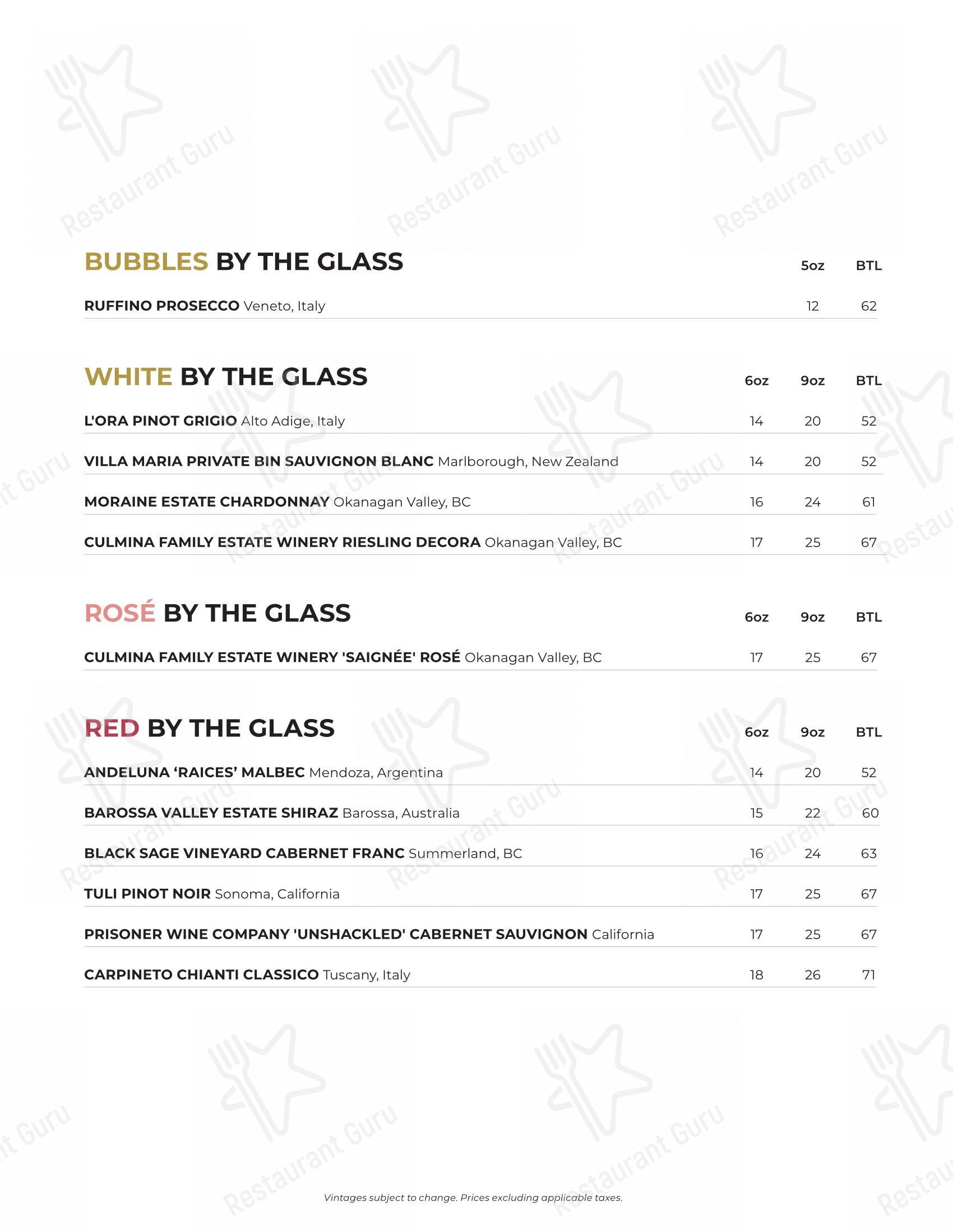 Menu at Atlas Steak + Fish pub & bar, Burnaby