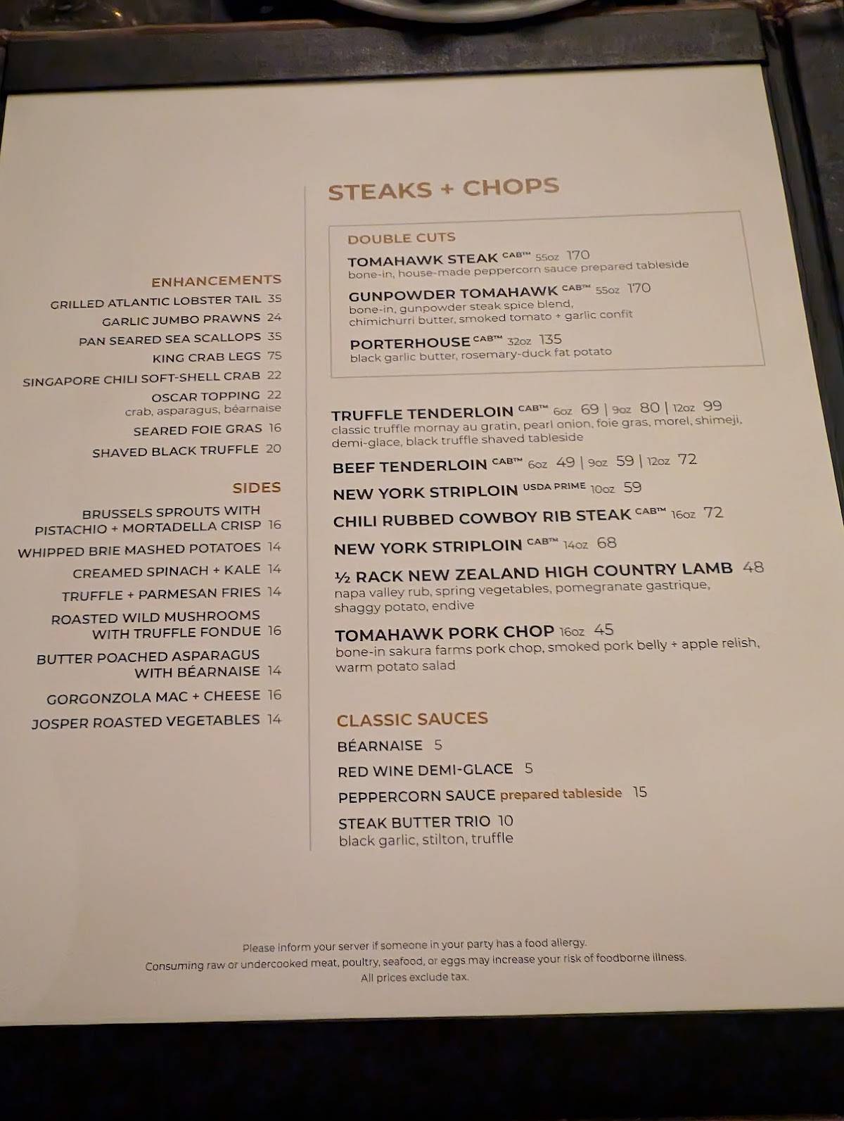 Menu at Atlas Steak + Fish pub & bar, Burnaby