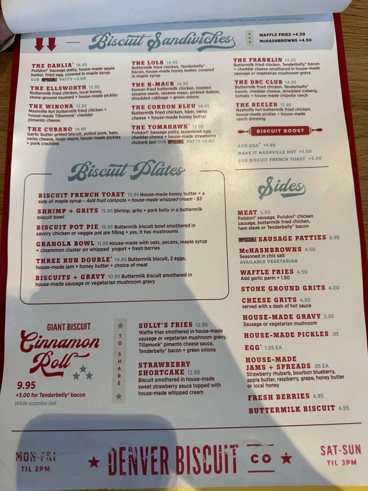Menu at Atomic Cowboy home of Denver Biscuit Co & Fat Sully's NY Pizza ...