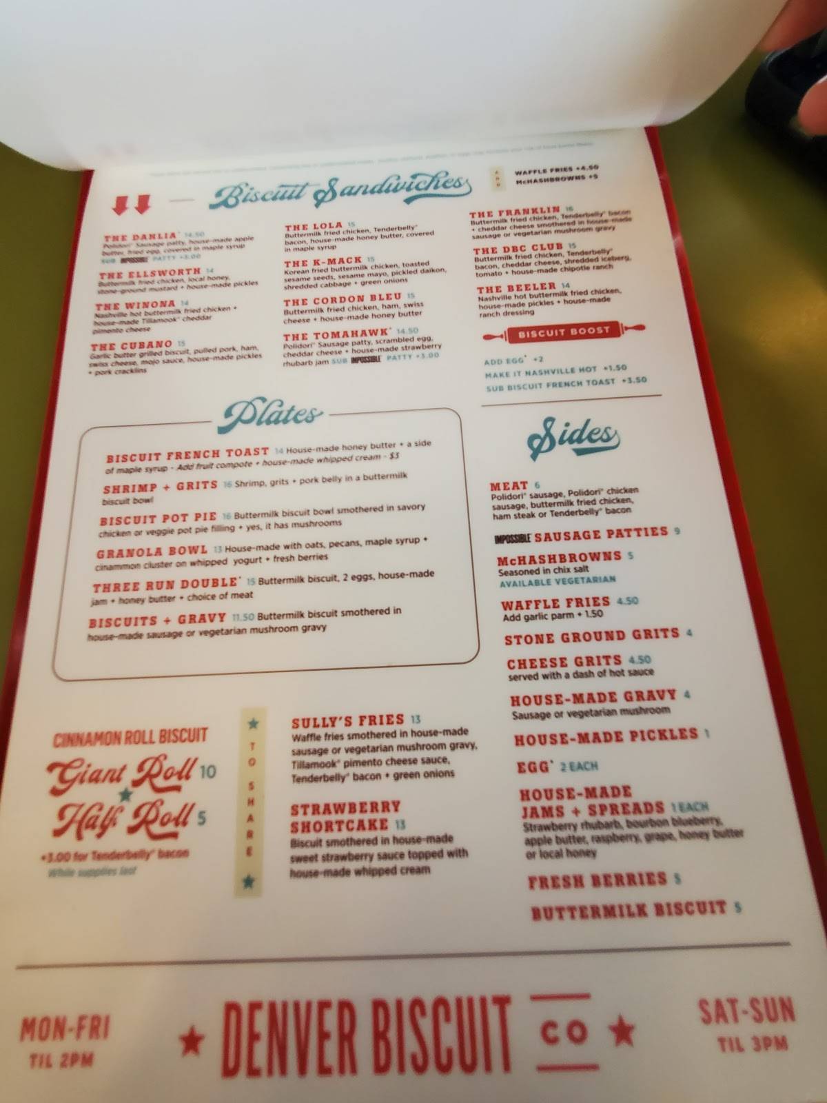 Menu at Atomic Cowboy home of Denver Biscuit Co & Fat Sully's NY Pizza ...