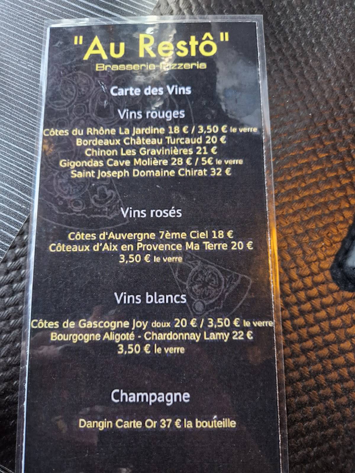 Menu au Au Restô restaurant, Langeac