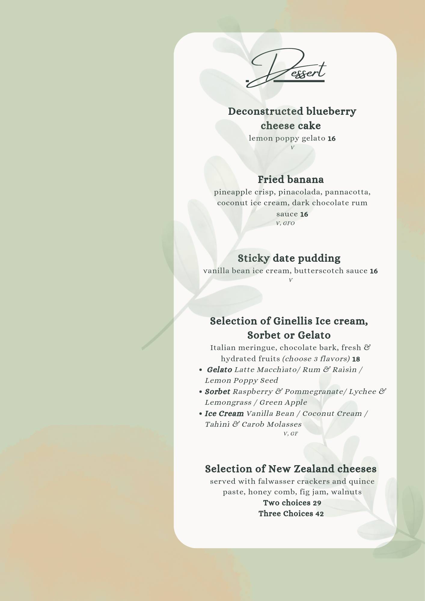 Menu at Acacia Restaurant & Garden Bar, Auckland