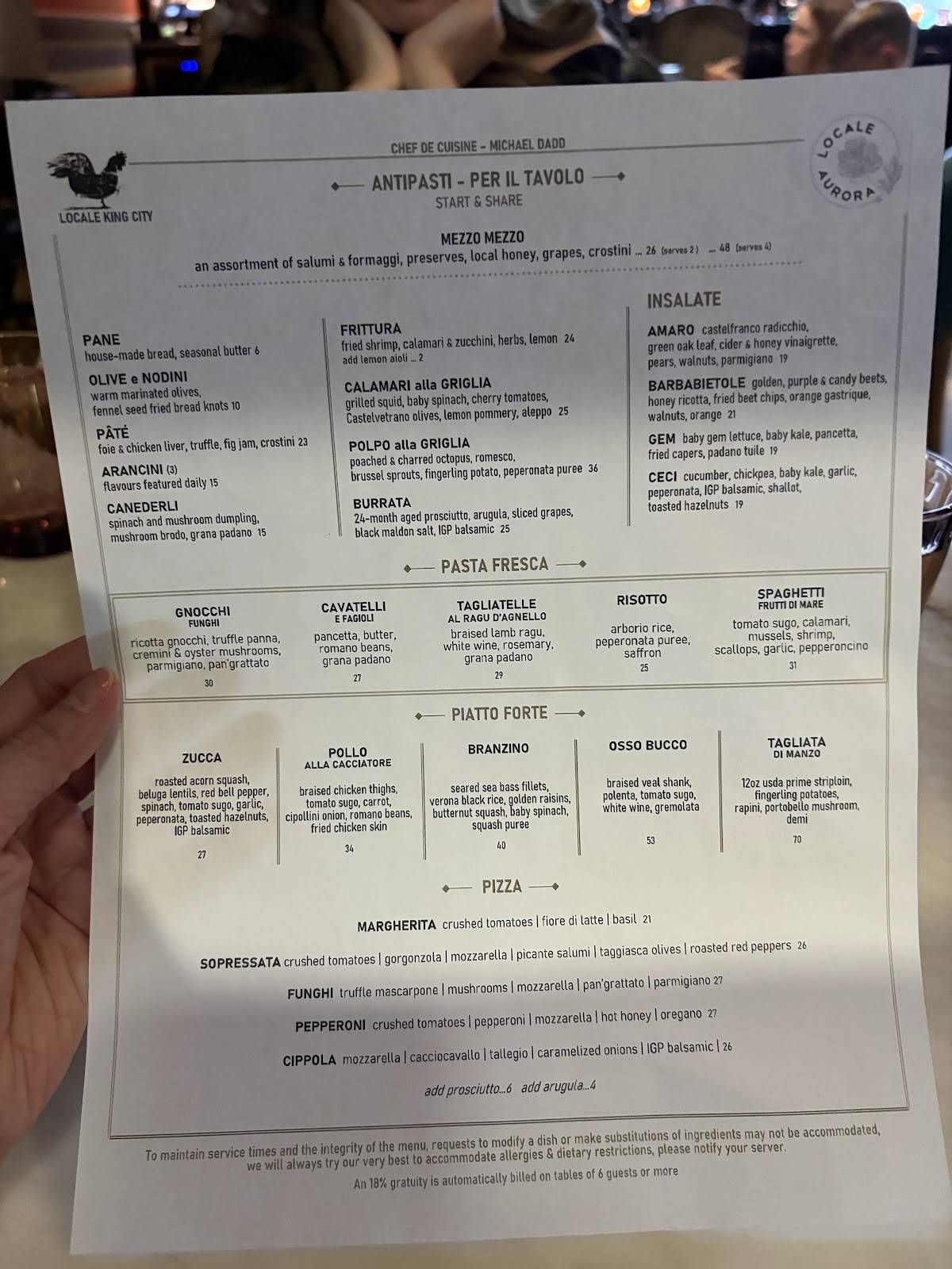 Menu at LOCALE AURORA Restaurant & Bar, Aurora