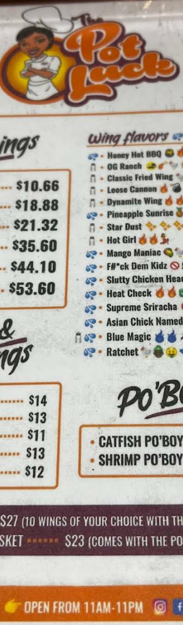 Menu at The Potluck restaurant, Austin