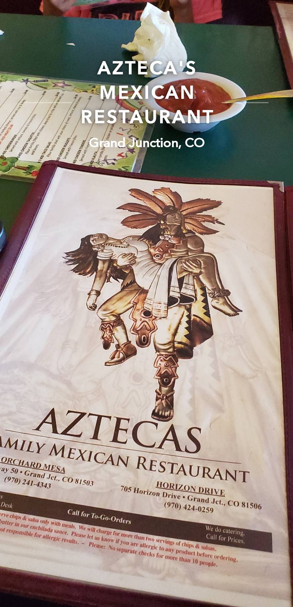 Menu at Aztecas Family Mexican Restaurant, Grand Junction, 603 US-50