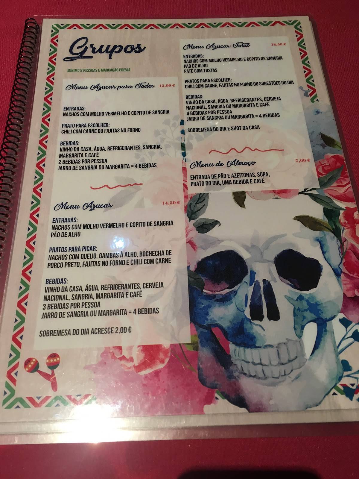 Menu em Azucar - Restaurante MEXICANO, Coimbra