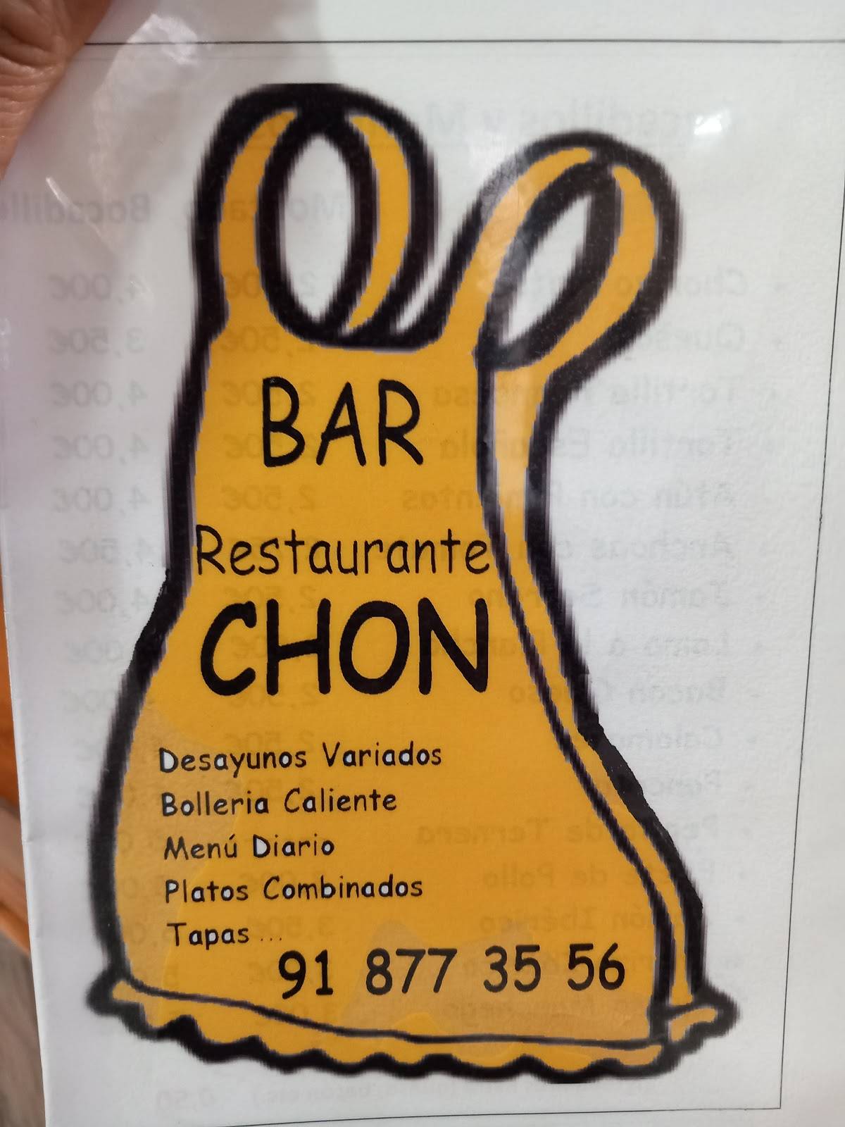 Carta de BAR RESTAURANTE CHON, Alcala de Henares