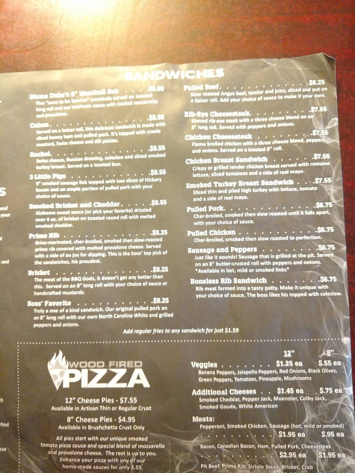 Carta de BlackJack BBQ, Burnham