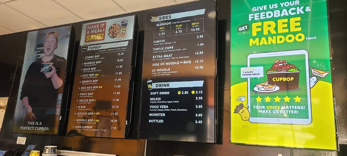 Menu at Cupbop - Korean BBQ in a Cup, Tucson